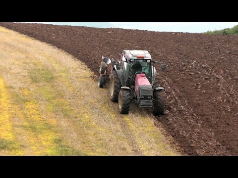 Hillside Ploughing - with Valtra and Four Furrow.
