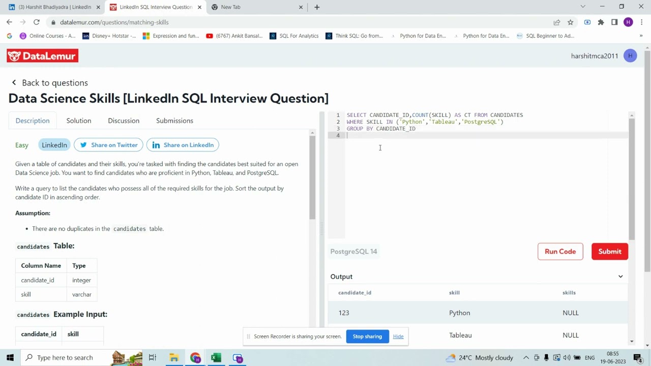 4 Data Science Skills LinkedIn SQL Interview Question