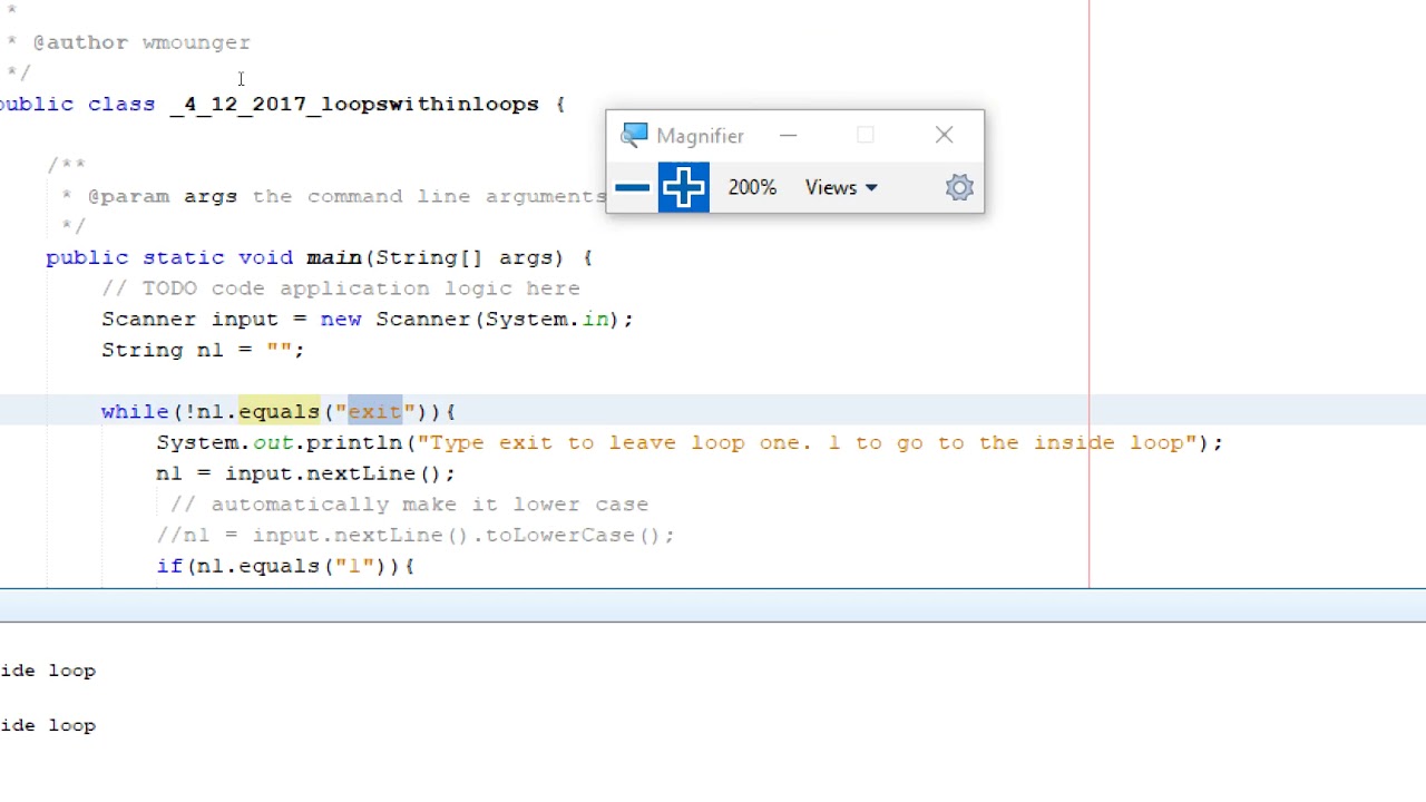 Nested While Loops With Strings - Java One