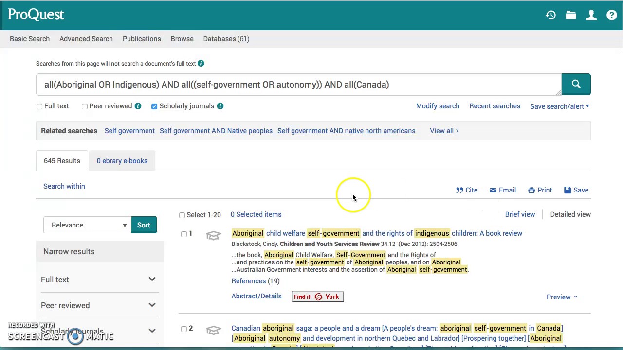 Finding Scholarly Journal Articles in a Database