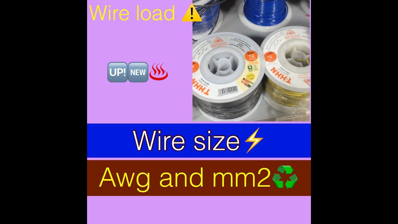 Wire size awg and mm2  and awg