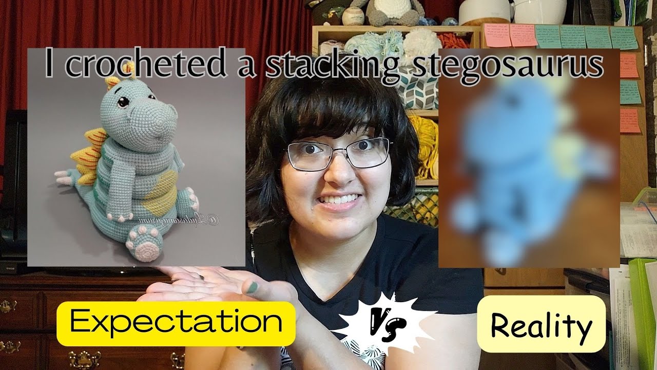 I crocheted a stacking stegosaurus