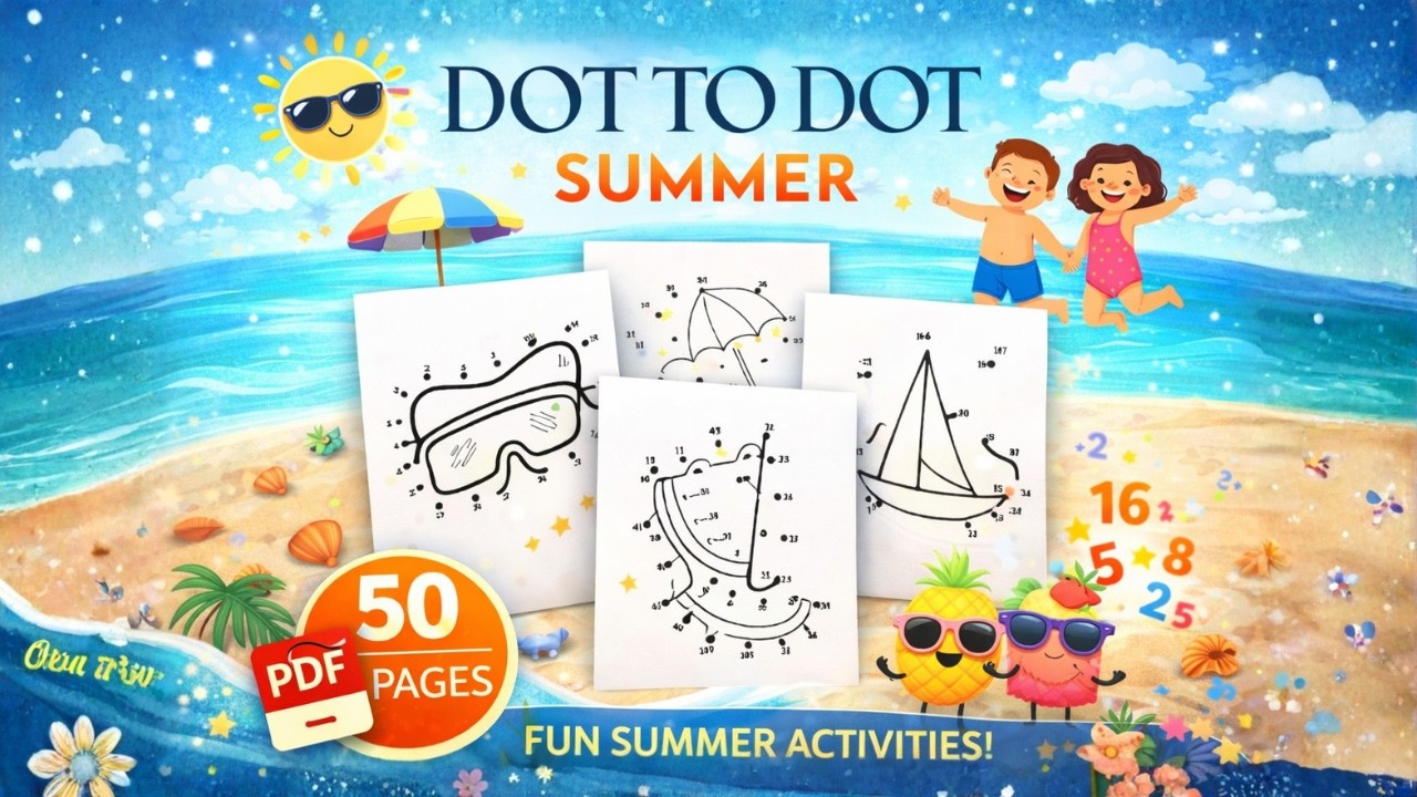 🌞 Summer Dot-to-Dot Activity Pack – Fun Printable Puzzles for All Ages!