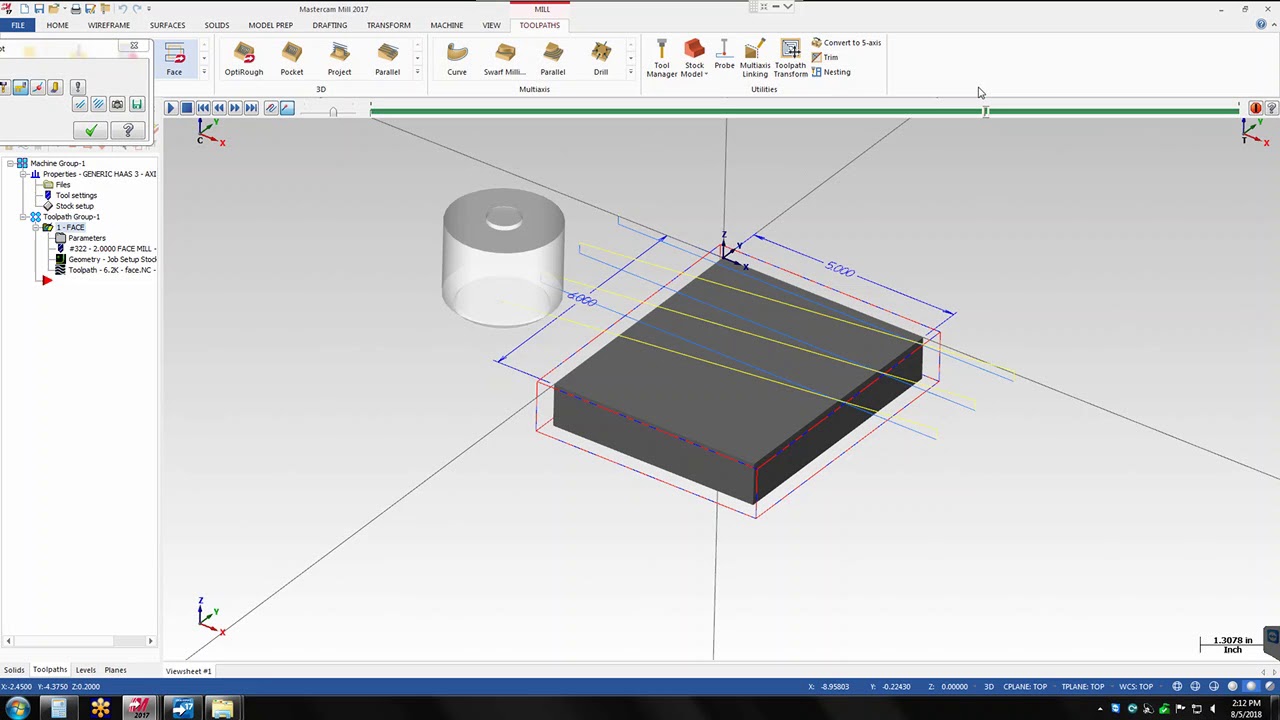 Beginnig Mastercam Facing Toolpath