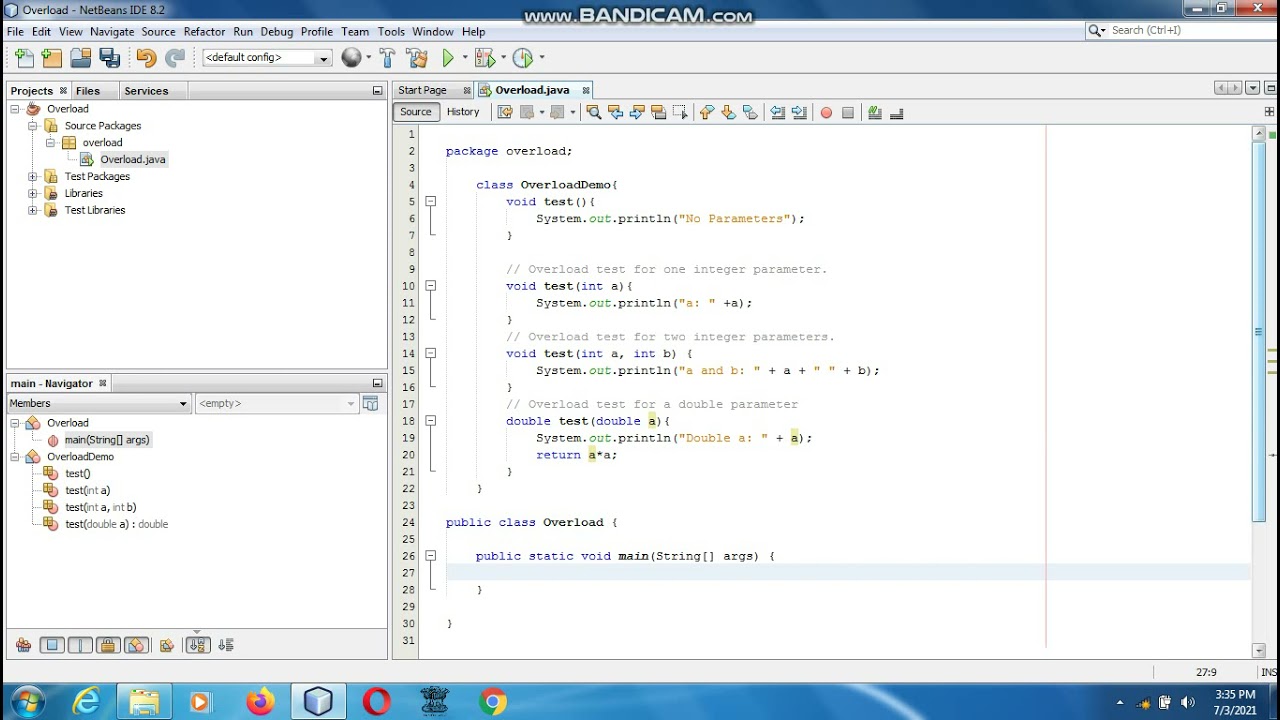 Java the complete Reference Ninth Edition (Chapter 7) Example (1) Overload Method