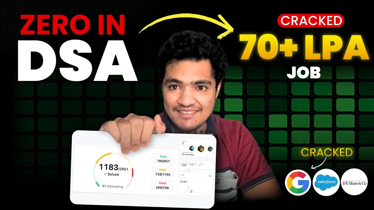 How I learned DSA and cracked 70+ LPA job | Offers from Google, Salesforce, Uber, D.E.Shaw