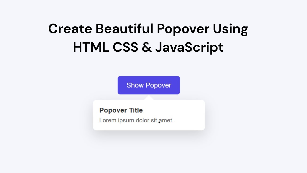 Create Beautiful Popover Using HTML CSS & JavaScript | No Library | Beginner Friendly