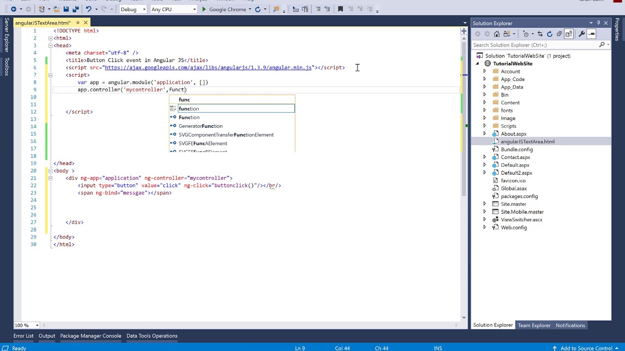 Angular JS button Click Event Example