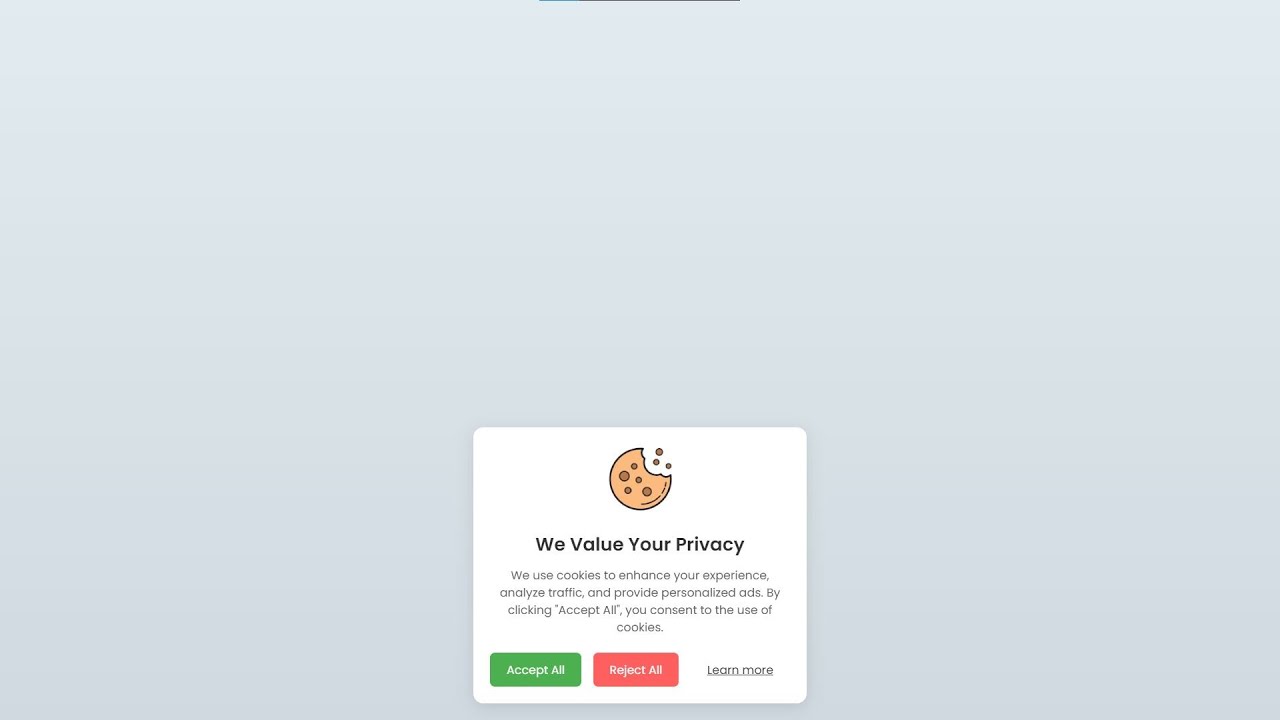 Cookies Consent Banner Using HTML, CSS and JavaScript with Source Code