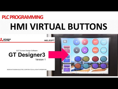 PLC Programming | PLC / HMI Basic Button programming Mitsubishi GT Designer 3. Part 1.