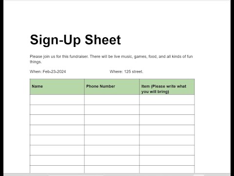 How to make a sign-up sheet