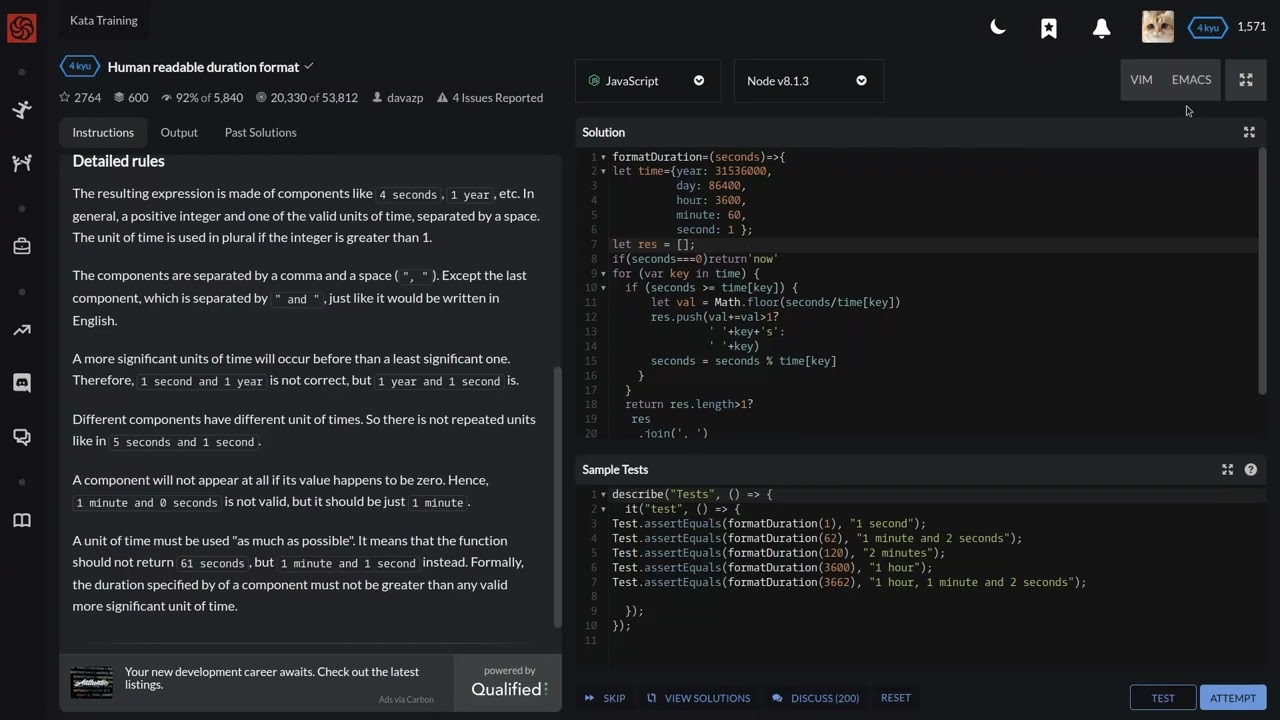 Human readable duration format