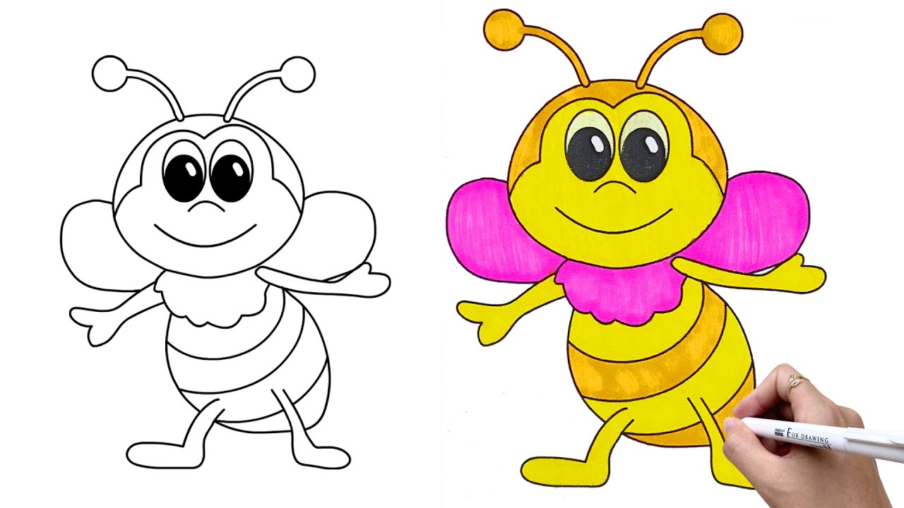 Bee Coloring Page - Cute Doodle #Shorts