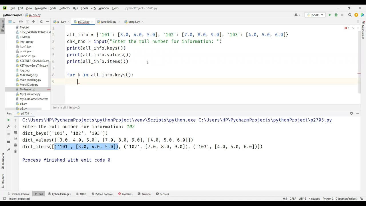 Day 12 Tutorial - Learning Python - Dictionary and Sets