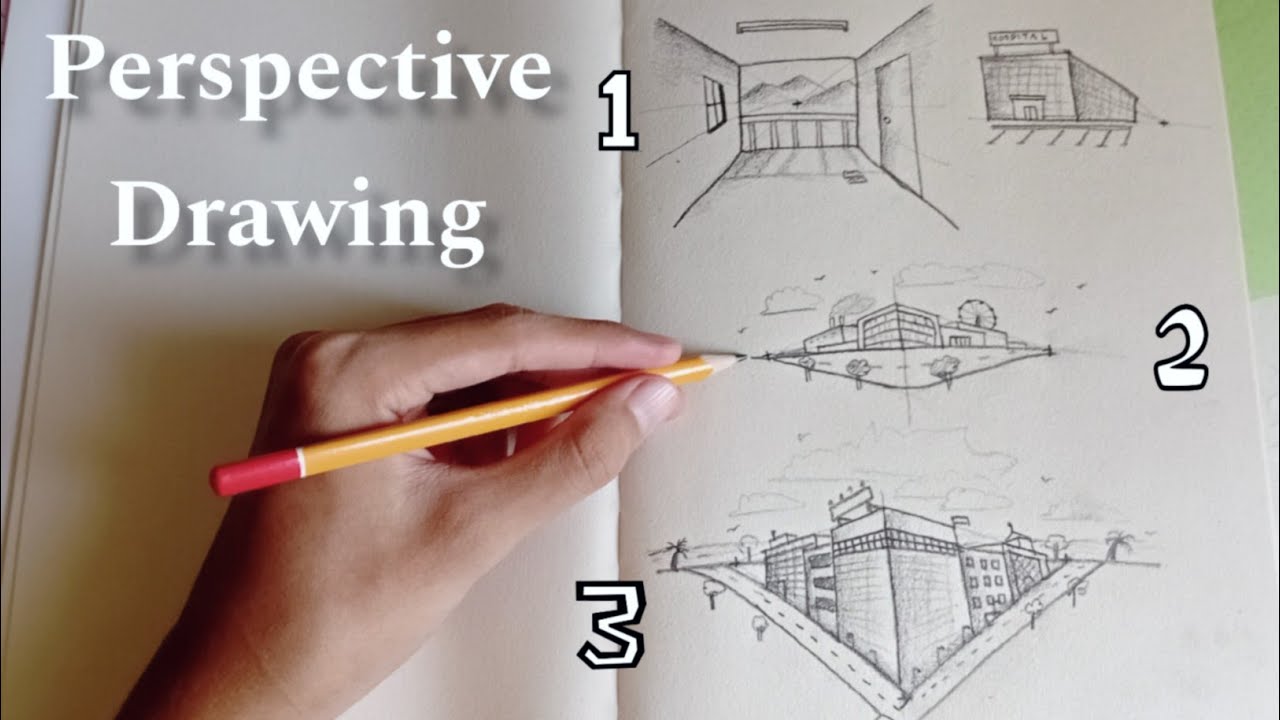 1, 2, 3 point PERSPECTIVE DRAWING simple tutorial // free hand // step by step