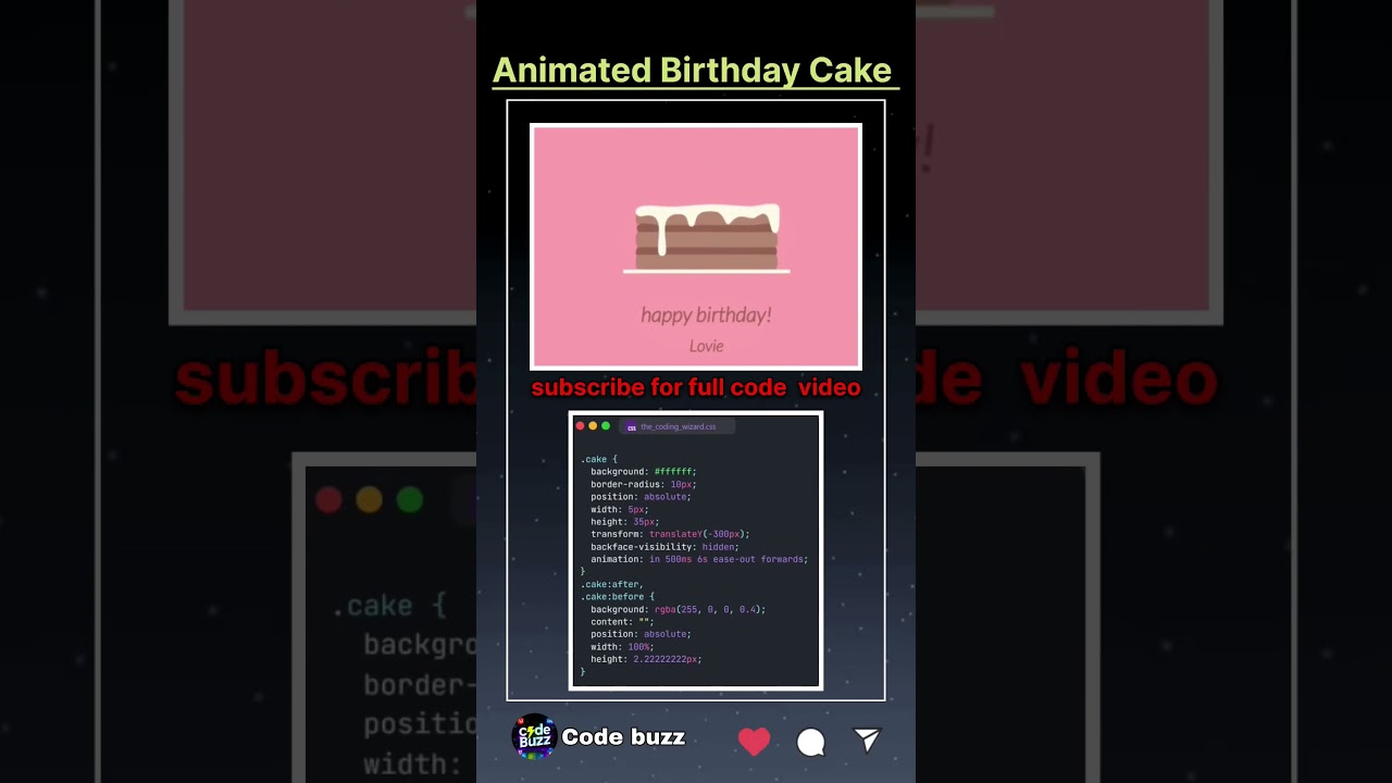 ❤️‍🔥Birthday cake animation using HTML and css | web development | code buzz | #coding