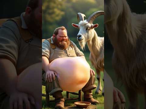 Hungry farmer makes the gaint goat egg omelette and leaves the goat homeless #ai #goat #farmer
