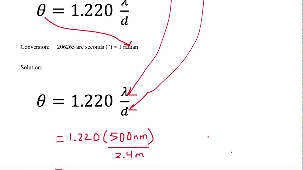Calculate Diffraction Limited Resolution or Minimum Angular Resolution