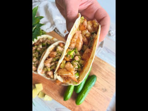 Shrimp Tacos with Asian Cucumber Salsa