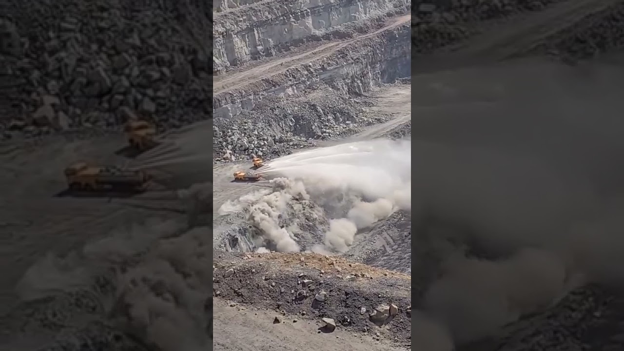 Control dust of coal mine blasting with water spray cannons 😮 .. #viralshorts