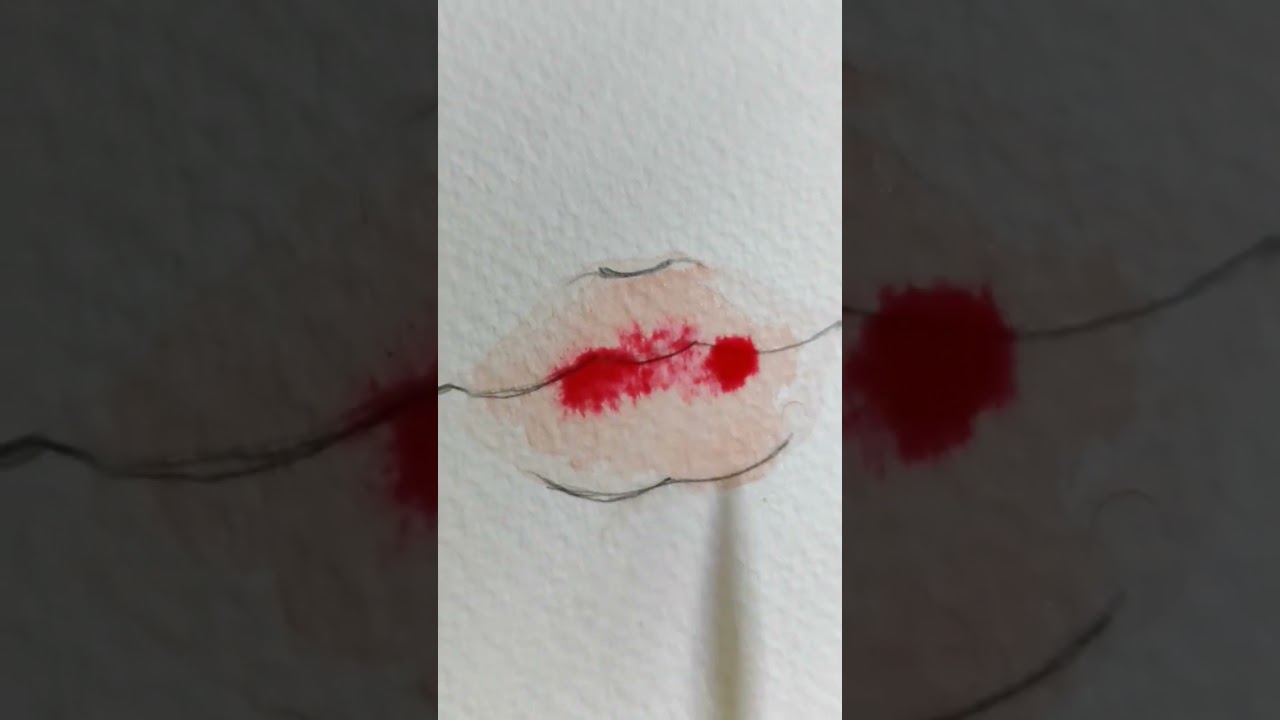 Watercolor lip 💋 painting #stepbystep #artprocess #paintwithme #lipdrawing #watercolor #satisfying