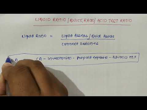 Liquid Ratio or Quick Ratio or Acid test Ratio | liquidity Ratios | Accounting Ratios | Accountancy