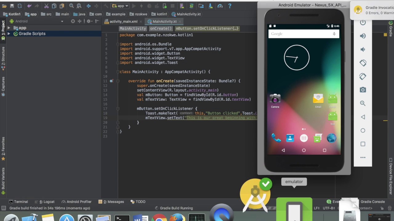 Android button and textview with Kotlin