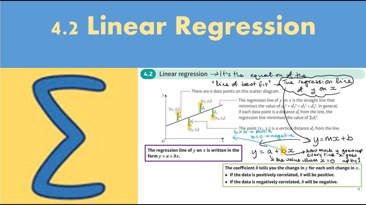 4.2 Linear regression (STATISTICS AND MECHANICS 1- Chapter 4: Correlation)