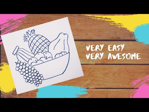 How to draw a Fruit Basket | Easy fruit basket drawing for kids