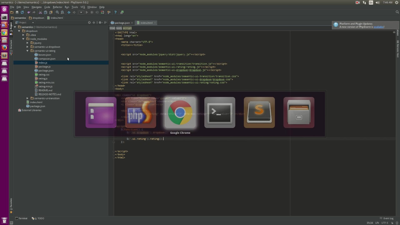 dropdown rating with Semantic UI