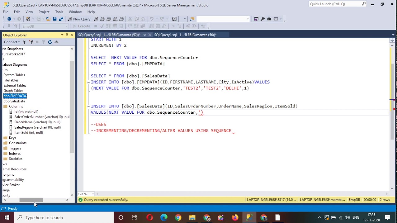 Sequence  Objects in SQL SERVER