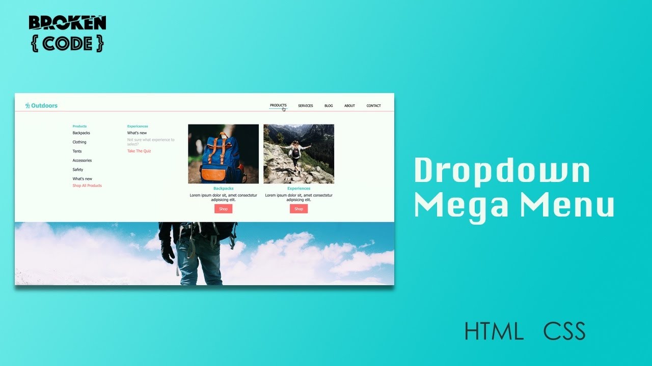 Dropdown Mega Menu using HTML and CSS