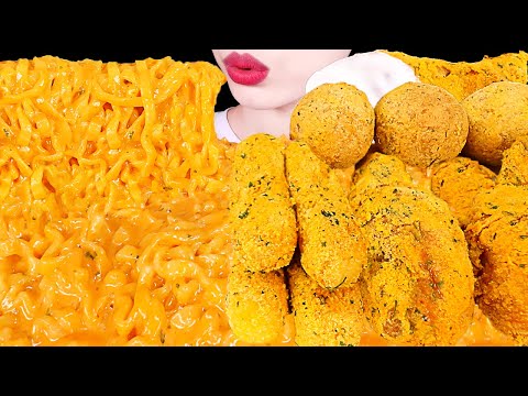 ASMR MUKBANG|CHEESY CARBO FIRE NOODLE, CHICKEN, CHEESE BALL, CHEESE STICK 치즈 까르보불닭볶음면, 뿌링클 EATING 먹방