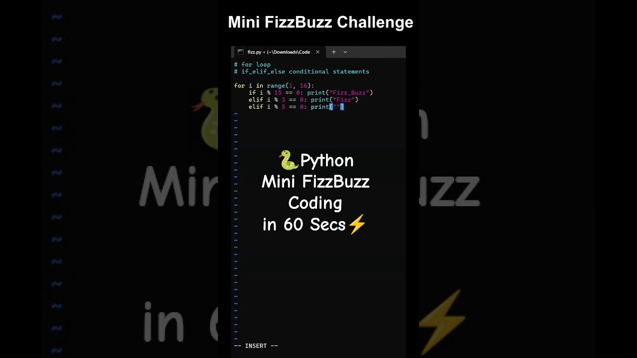#python Mini FizzBuzz Challenge! 💻Quick Coding #shorts #coding #pythonprogramming #pythoncoding