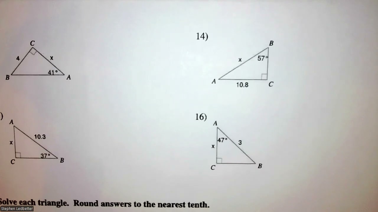 Right Triangle Trig   Finding Missing Sides and Angles worksheet