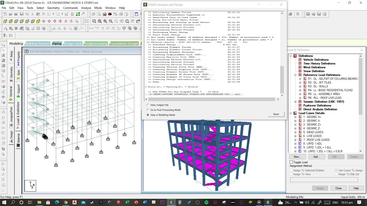 FULL VIDEO TUTORIAL STAAD.PRO 4 STOREY STEEL BUILDING