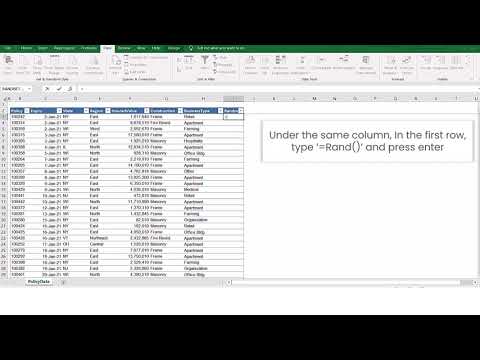 Random sampling using excel