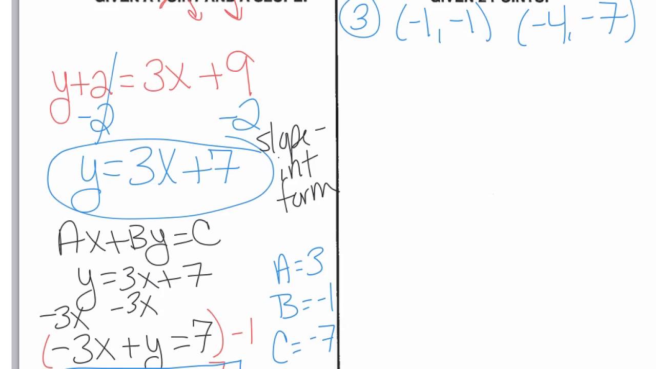 notes #3 -assign 3- unit 2 algebra 2