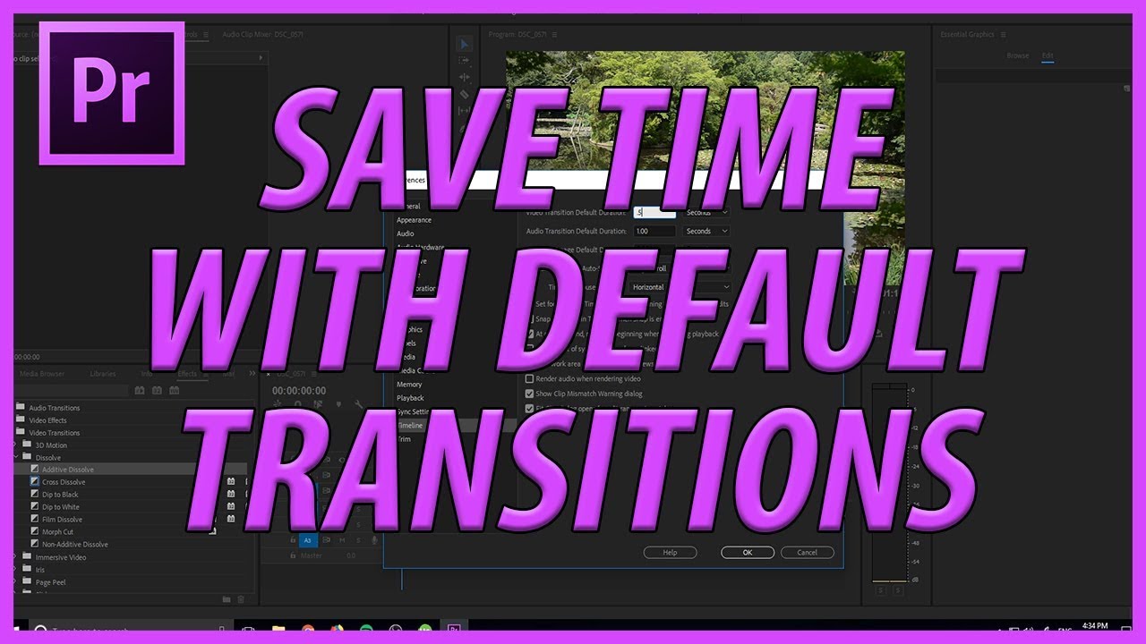 How to Use and Edit Default Transitions in Adobe Premiere Pro CC (2018)
