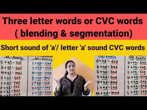 Three letter words or CVC words / short sound of 'a' CVC blending words and segmentation