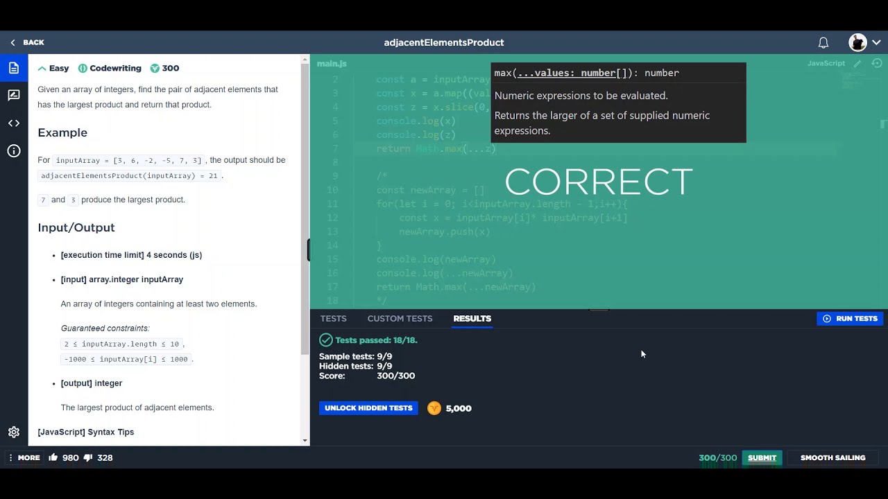 Adjacent Elements Product - JavaScript - Code Signal