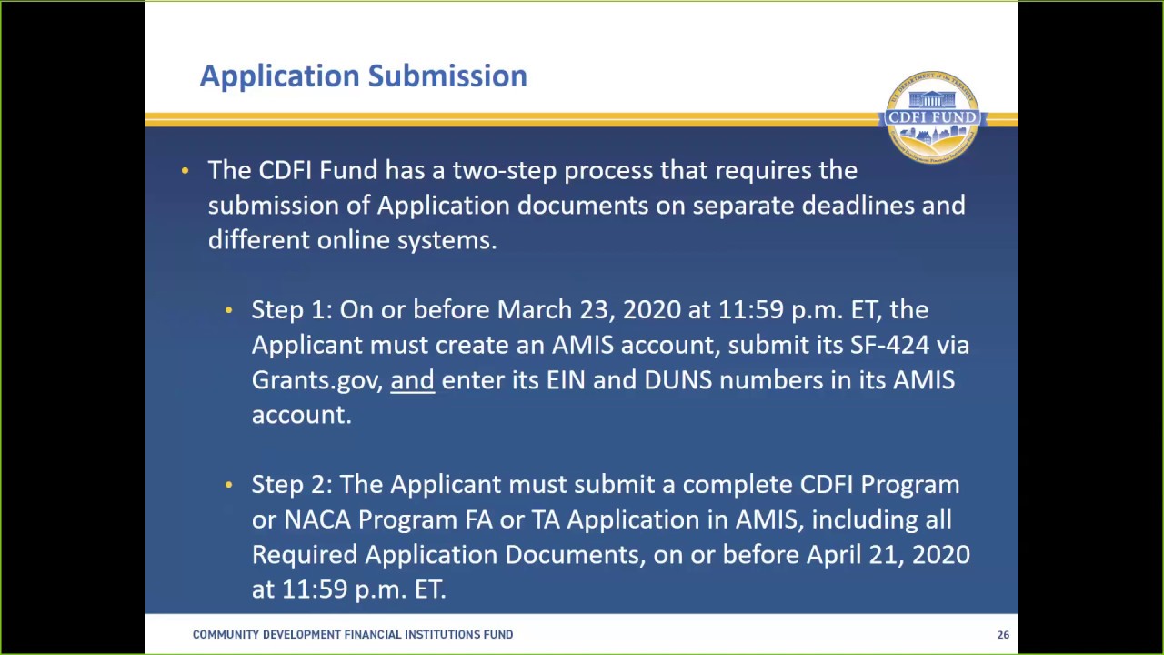 FY 2020 CDFI NACA Program TA Application Webinar Workshop