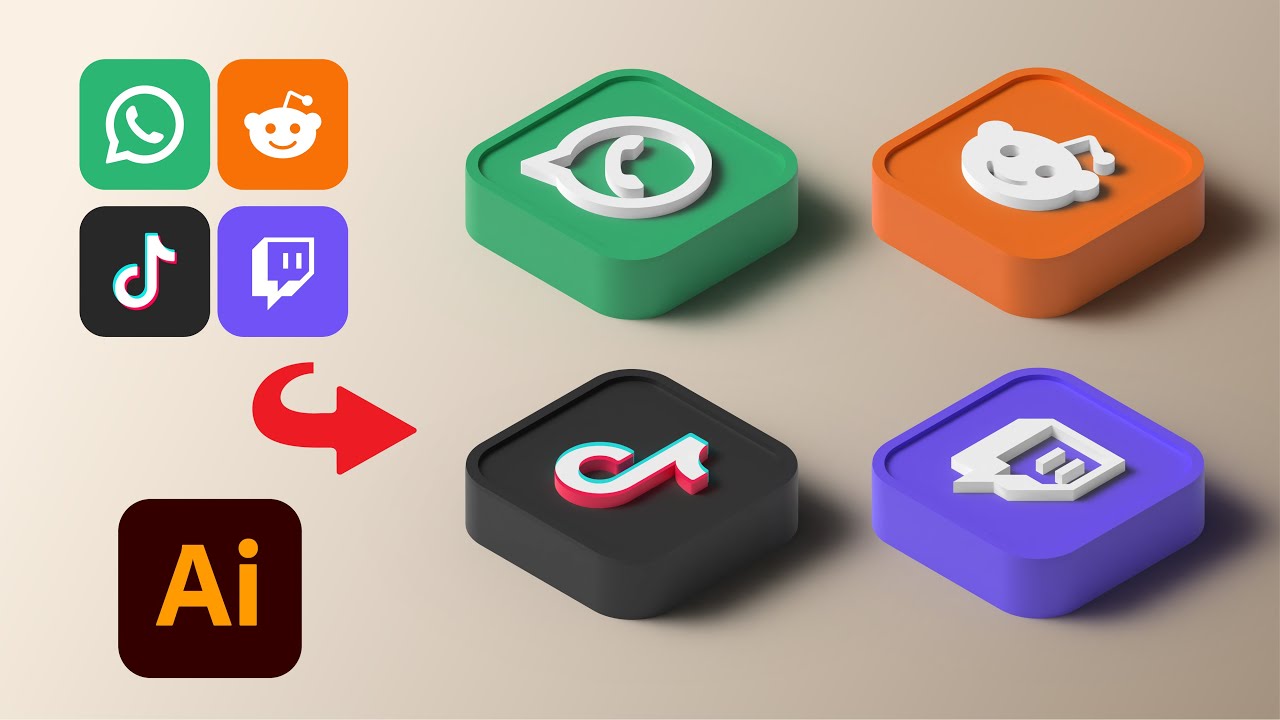 How to Convert Flat Icons Into 3D Isometric Icons in Adobe Illustrator simple and easy  #tutorial