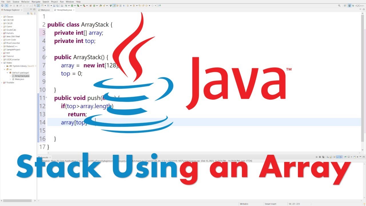Stack Implementation Using an Array Java / Stack Using an Array Java