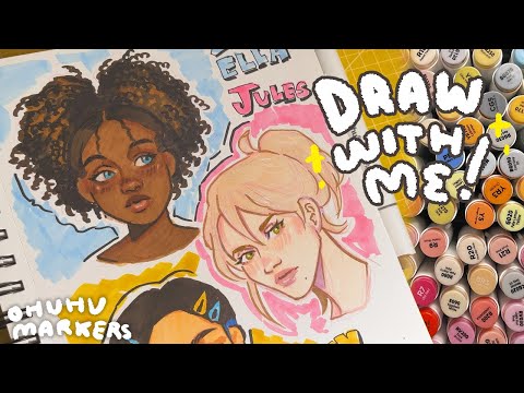 βΏ draw with me - trying out OHUHU alcohol markers for the first time