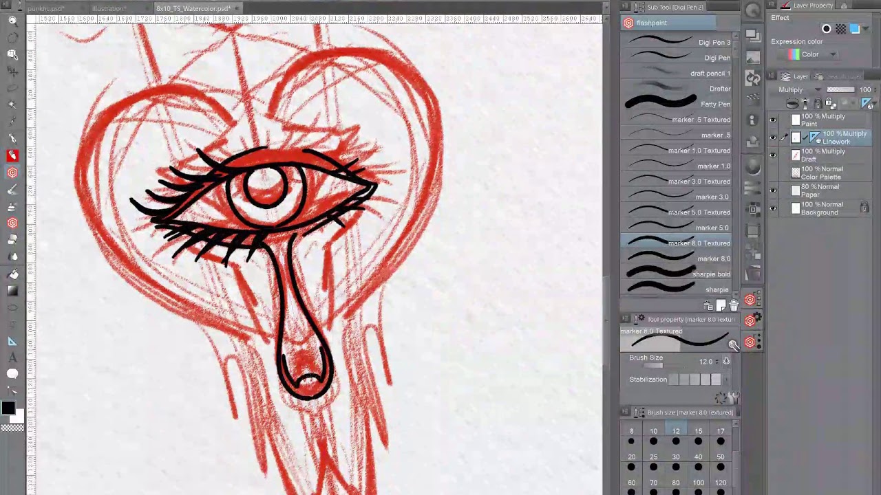Dagger tattoo flash timelapse