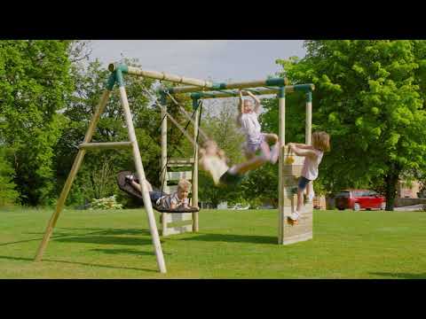 Rebo Wooden Garden Swing Set with Monkey Bars