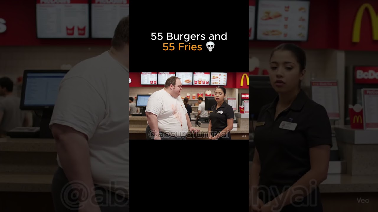 55 Burger & 55 fry 💀 #ai #funny #aicomedy #comedy #cooked #memes #funnyvideo #genz #fat #mcdonalds
