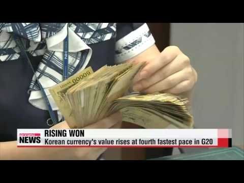 Korean currency rises at fourth fastest pace in G20 최근한달 원화절상률 G20 통화 중 4번째로 높