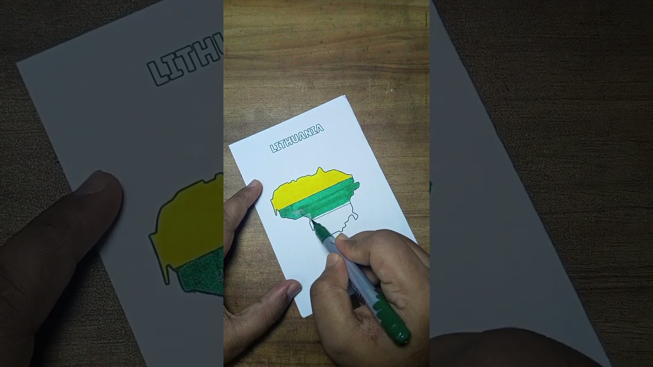 Drawing the Lithuanian Flag inside the Lithuania Map | Flag & Flag #flagart